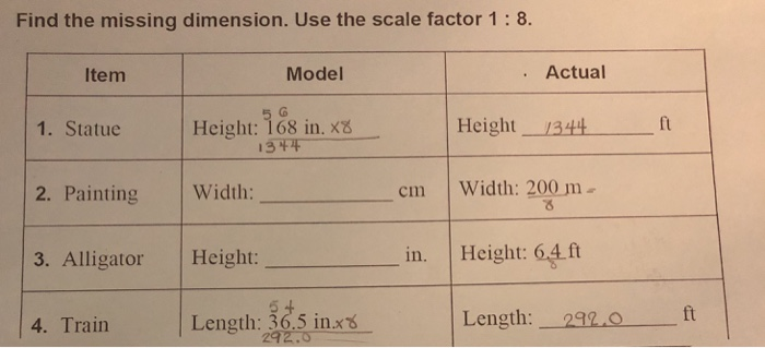 Solved Find the missing dimension. Use the scale factor 1:8. | Chegg.com