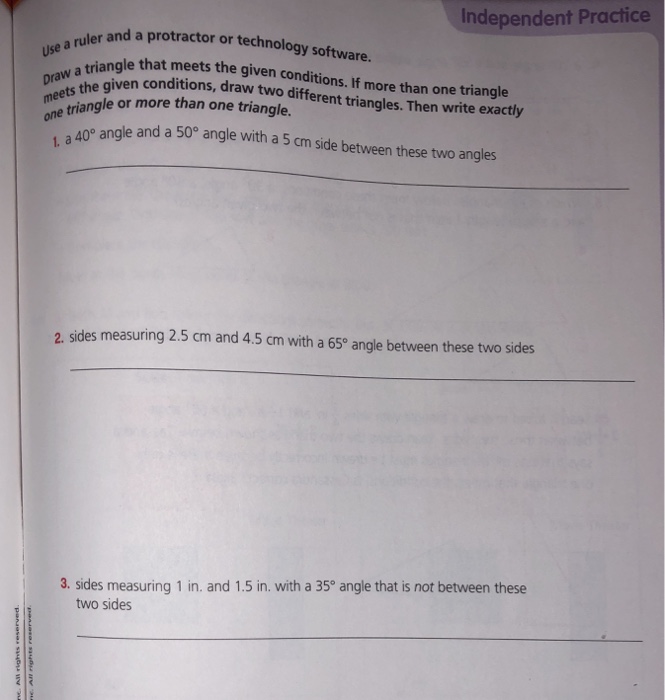 Solved Use a ruler and a protractor (and a separate sheet of | Chegg.com