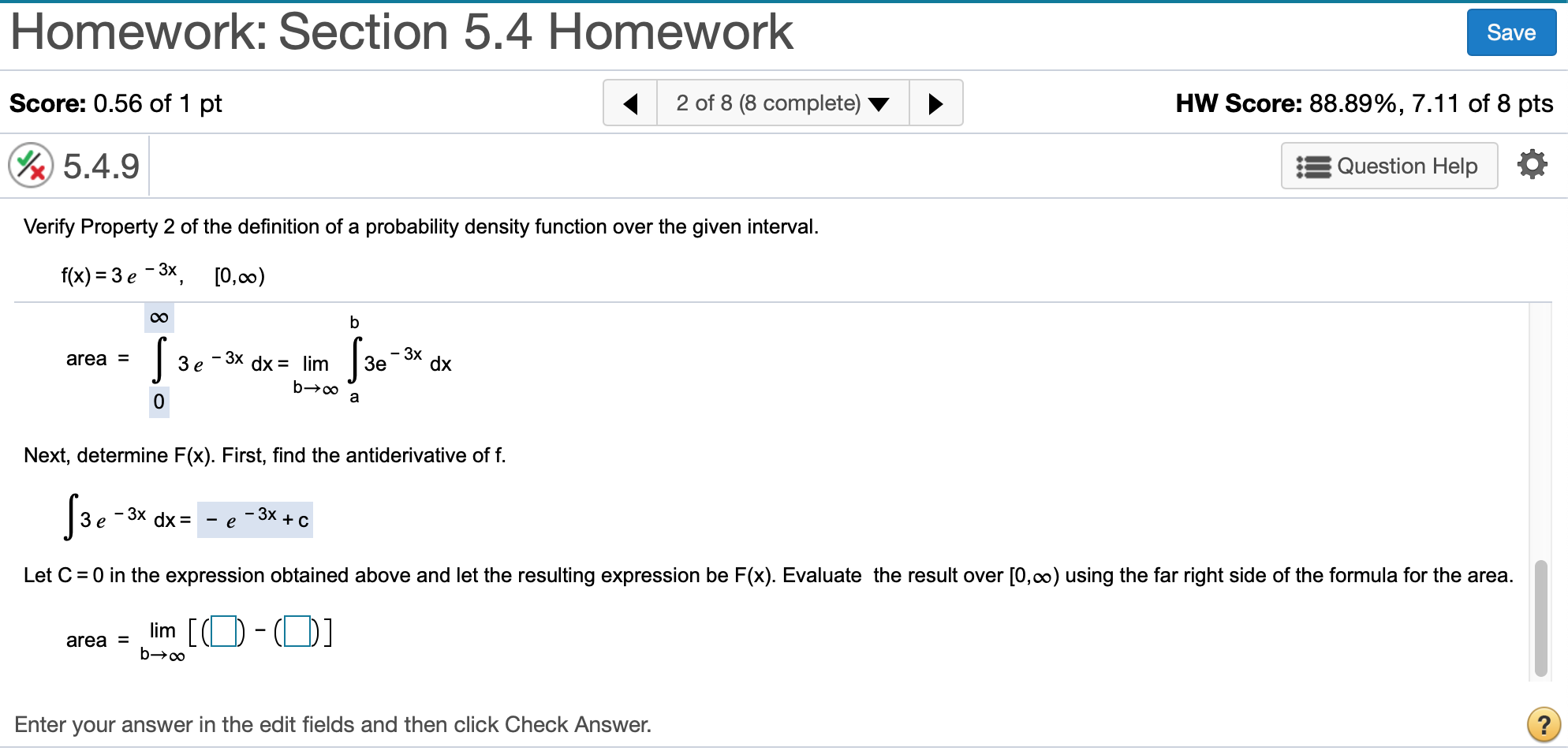 Solved Homework Section 5 4 Homework Save Score 0 56 Of 1