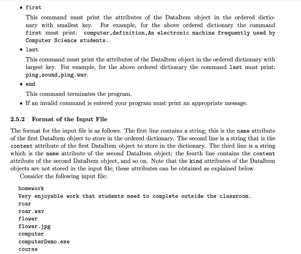 Solved For this assignment you need to implement an ordered | Chegg.com