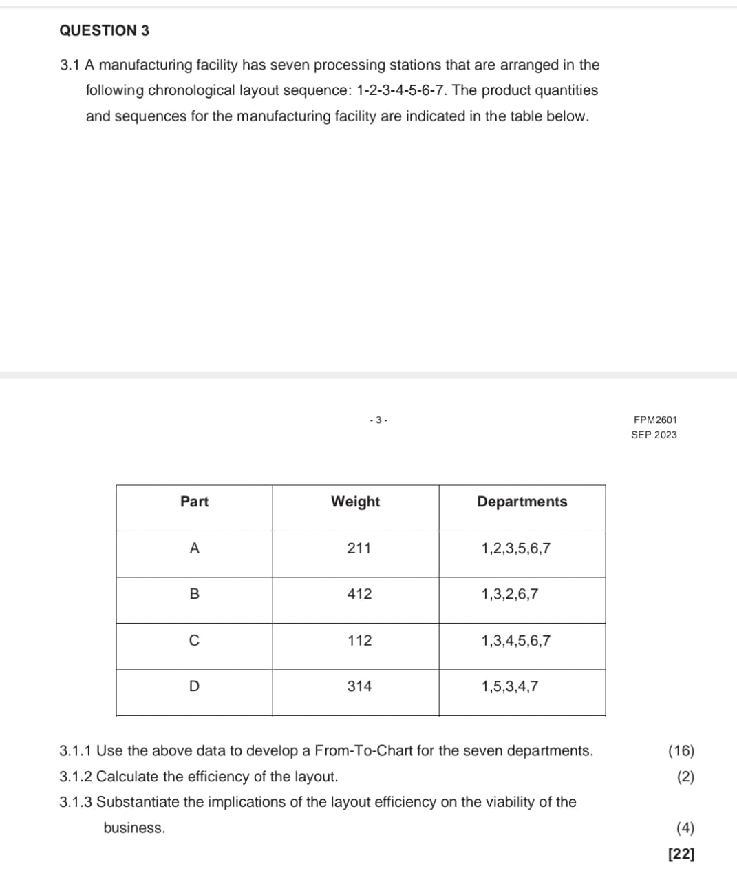 Solved 3.1 A manufacturing facility has seven processing | Chegg.com