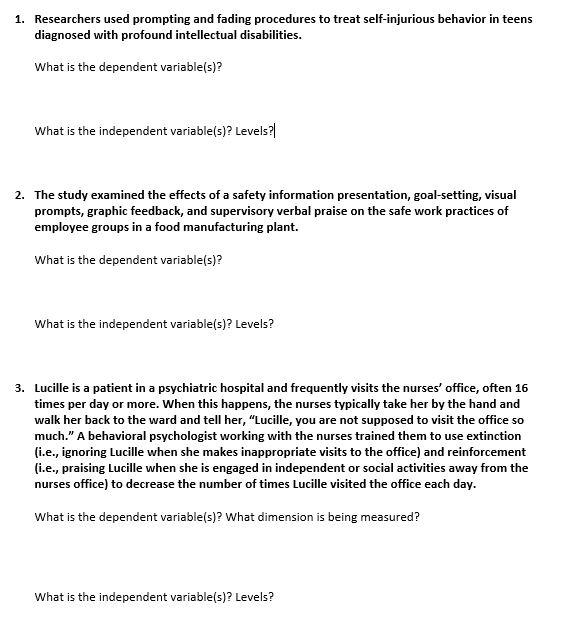 Solved 1. Researchers used prompting and fading procedures | Chegg.com