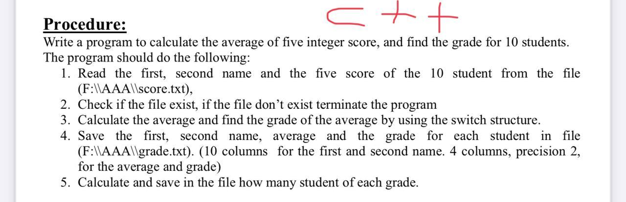 Solved ctt Procedure: Write a program to calculate the | Chegg.com