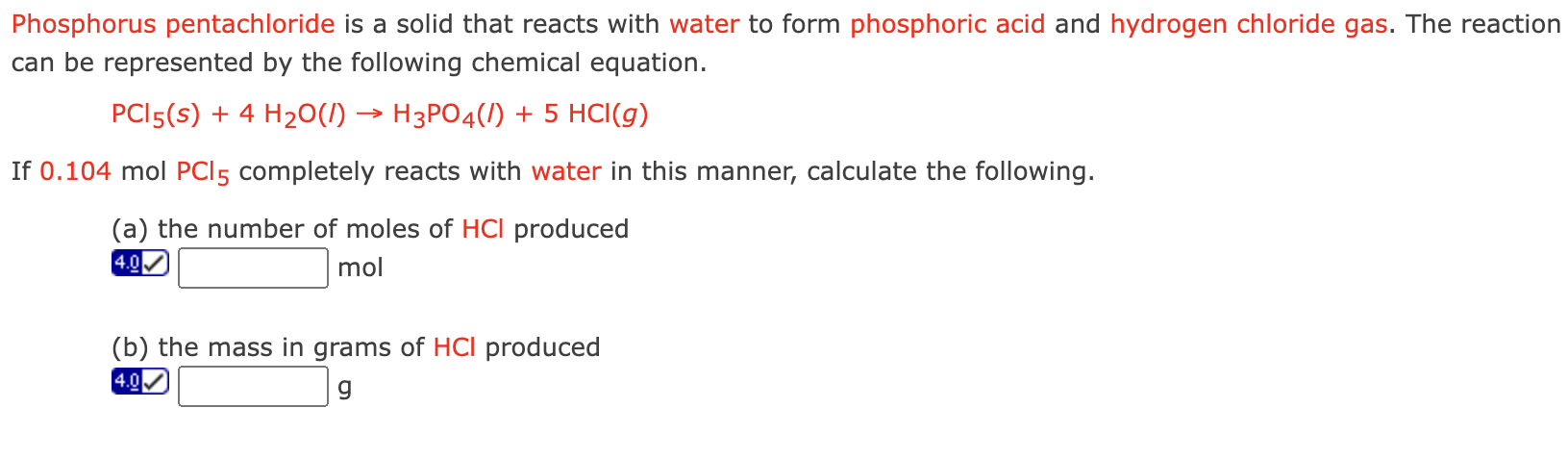 Solved Phosphorus pentachloride is a solid that reacts with | Chegg.com
