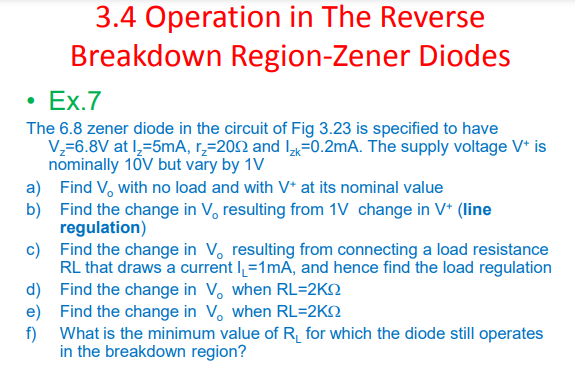 Solved 3.4 Operation in The Reverse Breakdown Region-Zener | Chegg.com