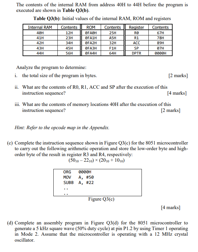 Answered: Question 3 (a) The incomplete instruction sequenc