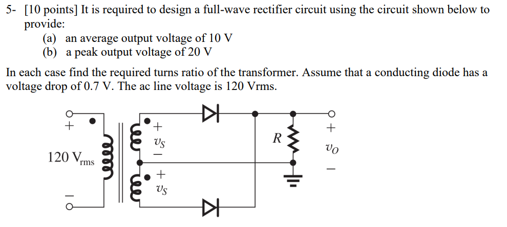Solved 5- [10 points ] It is required to design a full-wave | Chegg.com