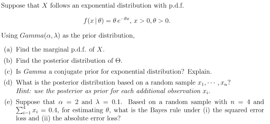 Solved Suppose that X follows an exponential distribution | Chegg.com