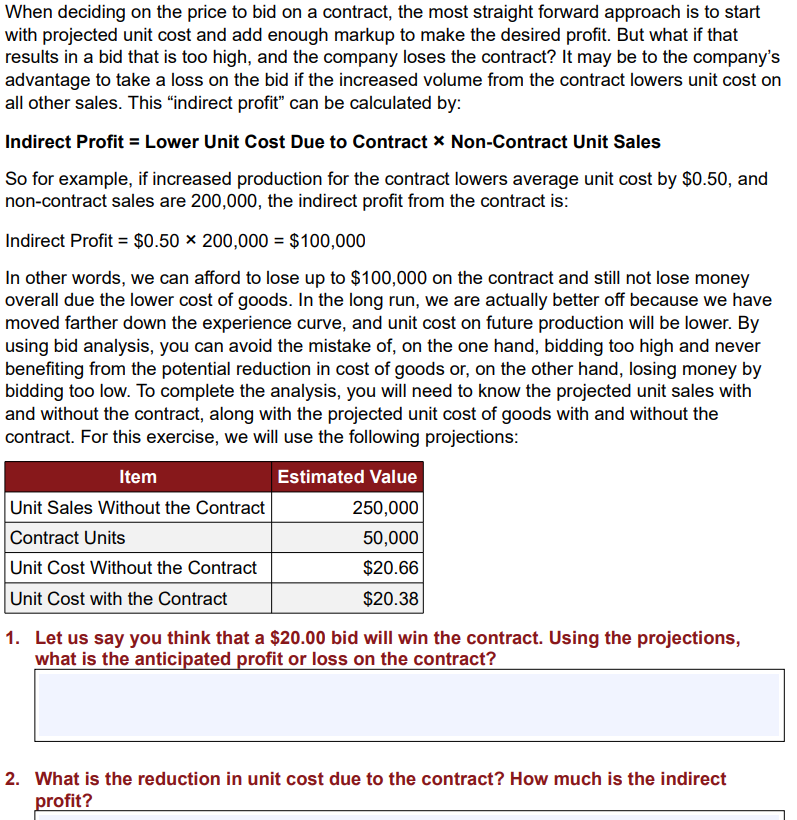 Solved 1. How do you calculate the anticipated profit or | Chegg.com