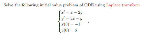 Solved Solve the following initial value problem of ODE | Chegg.com