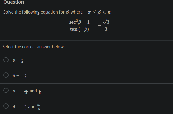 Solved Question Solve the following equation for B, where -1 | Chegg.com
