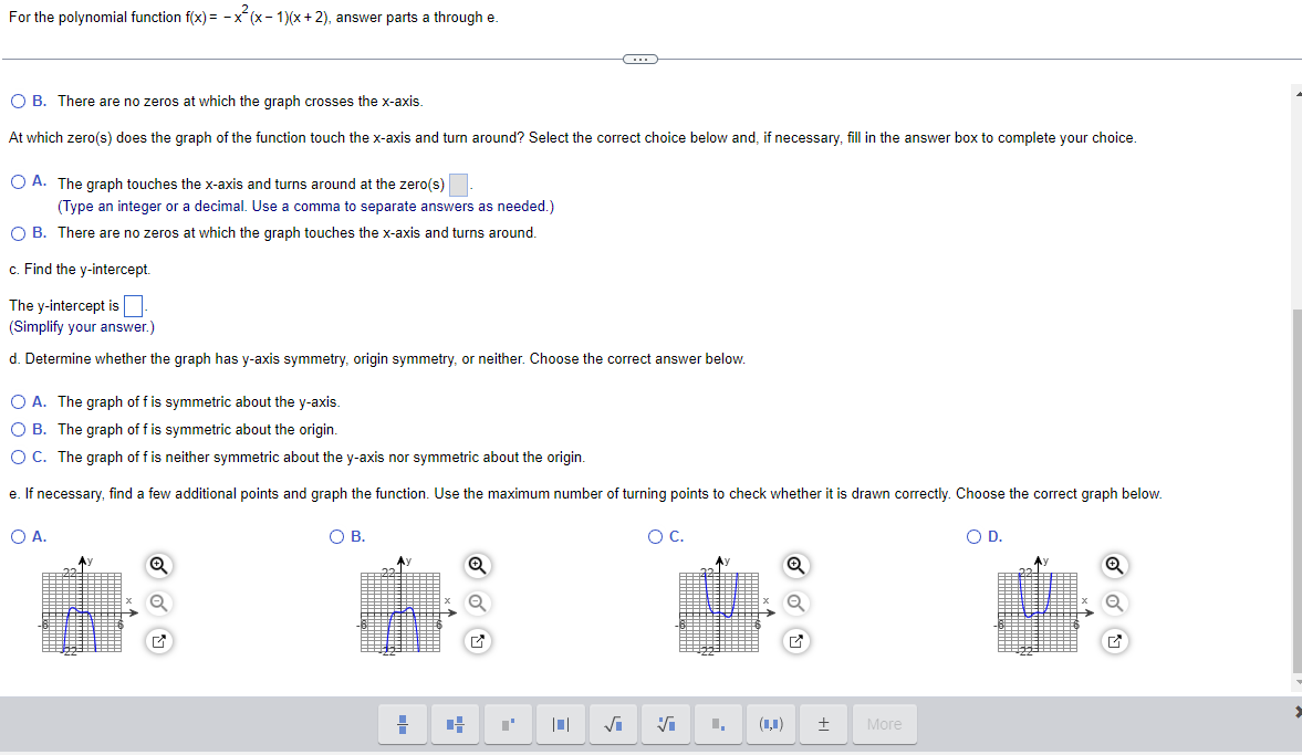 Solved For the polynomial function f(x)=−x2(x−1)(x+2), | Chegg.com