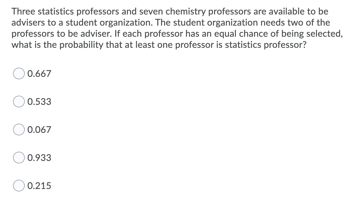Solved Three statistics professors and seven chemistry | Chegg.com