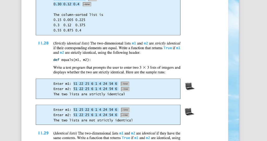 Solved Python Please Strictly identical lists) The | Chegg.com