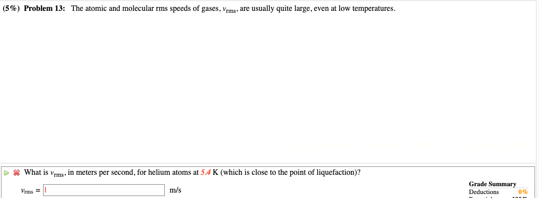 Solved (5\%) Problem 13: The atomic and molecular rms speeds | Chegg.com