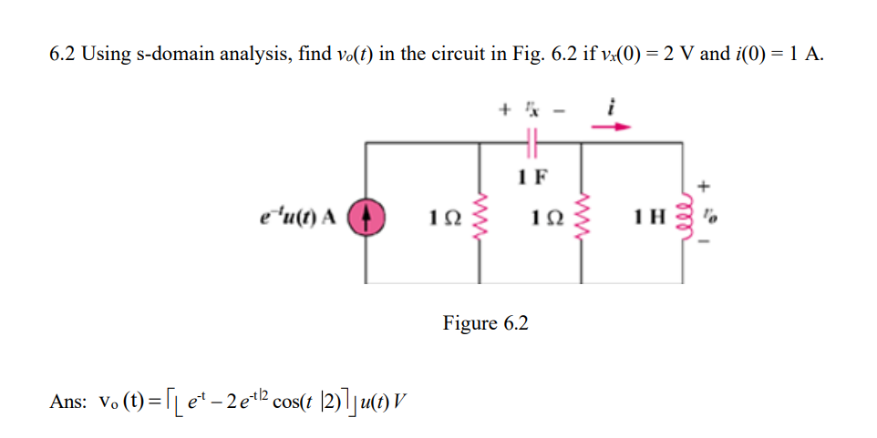 Solved 6.2 Using s-domain analysis, find vo(t) in the | Chegg.com