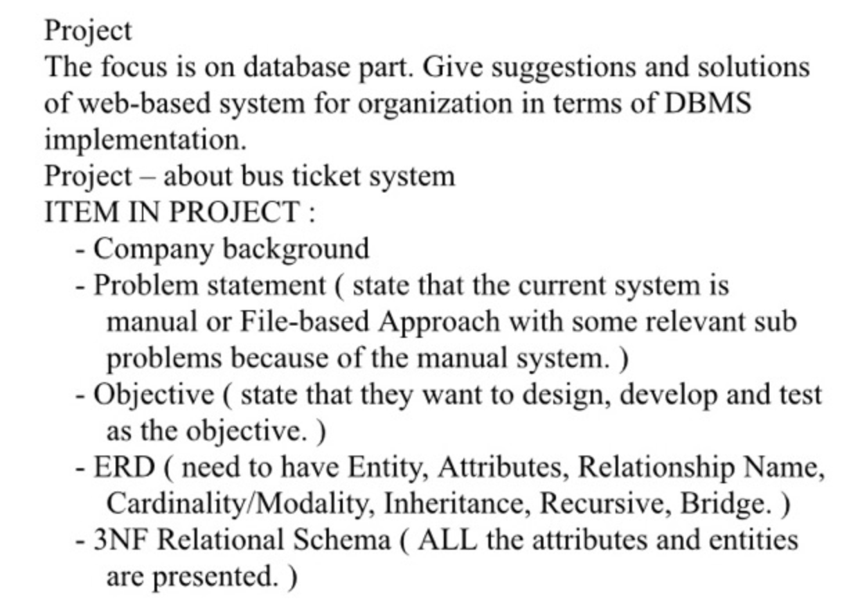 Solved Project The focus is on database part. Give | Chegg.com