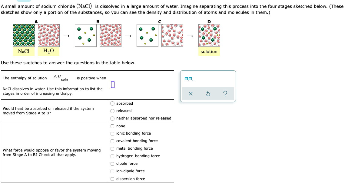Solved A small amount of sodium chloride (NaCl) is dissolved | Chegg.com