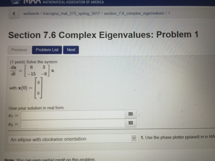 Solved MATHEMATICAL ASS0CIATION OF AMERICA webwork tracogna | Chegg.com