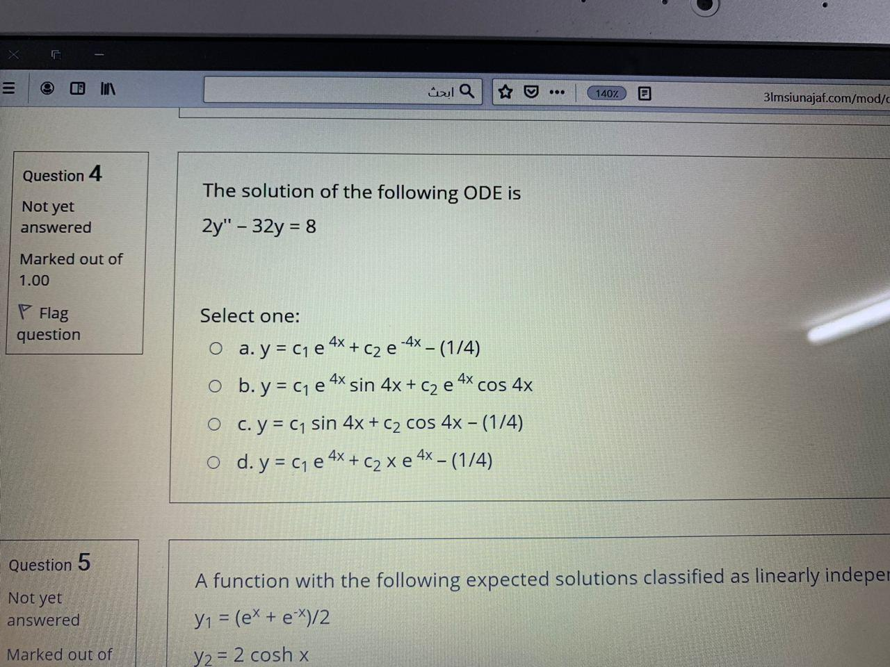 Solved و ابحث 140% P 3lmsiunajaf.com/mod/ Question 4 Not yet | Chegg.com