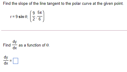 Solved Find the slope of the line tangent to the polar curve | Chegg.com