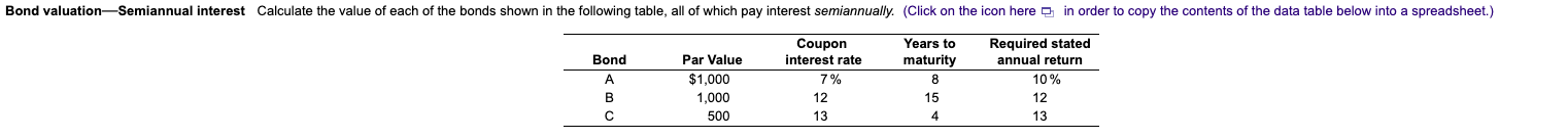 Solved \begin{tabular}{ccccc} \hline Bond & Par Value & | Chegg.com