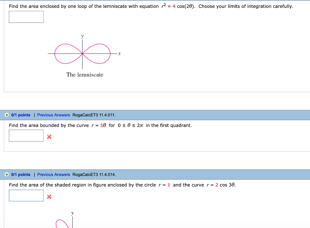 Solved Find the area enclosed by one loop of the lemniscate | Chegg.com
