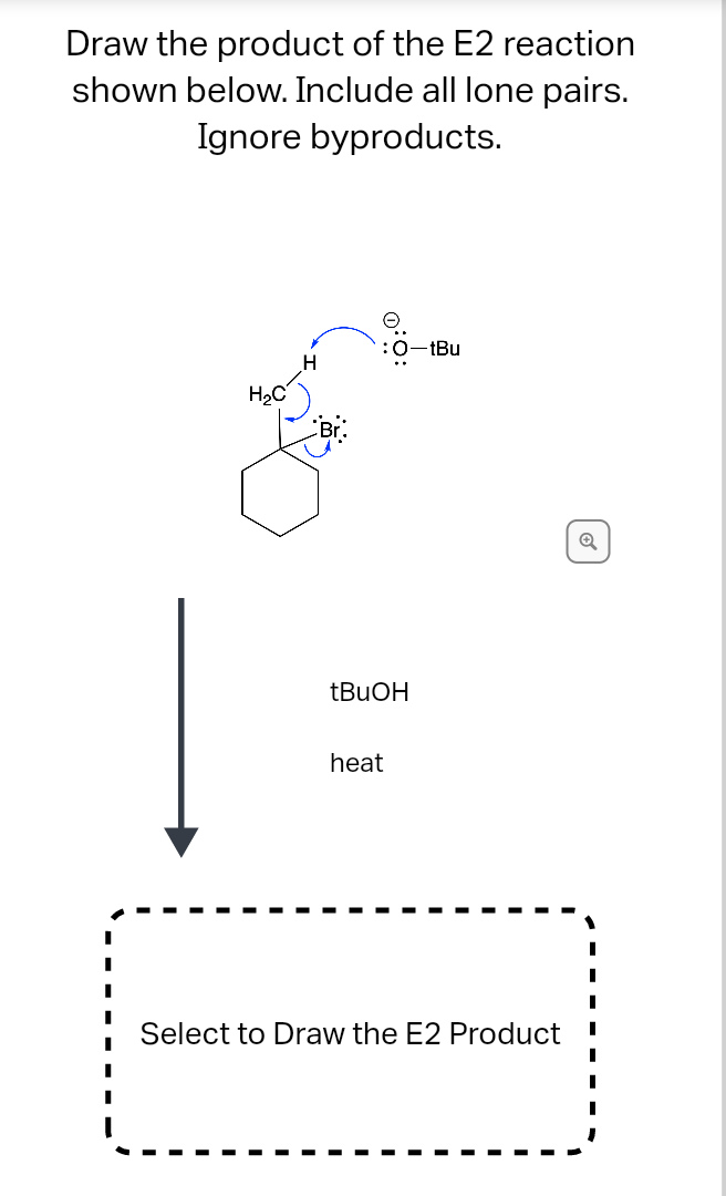 Solved Draw the product of the E2 reaction shown below. | Chegg.com