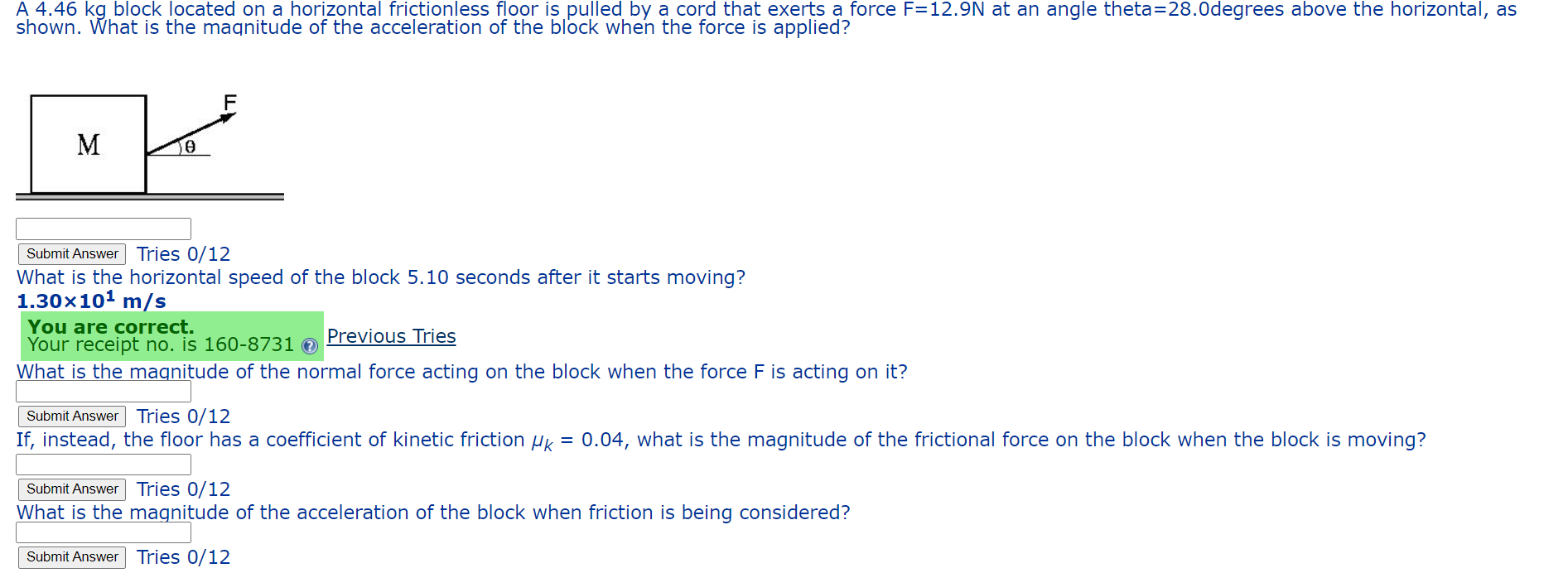Solved A 4.46 kg block located on a horizontal frictionless | Chegg.com