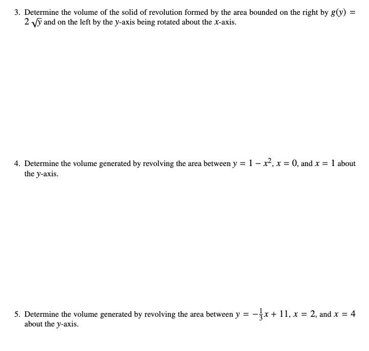 Solved 3. Determine the volume of the solid of revolution | Chegg.com