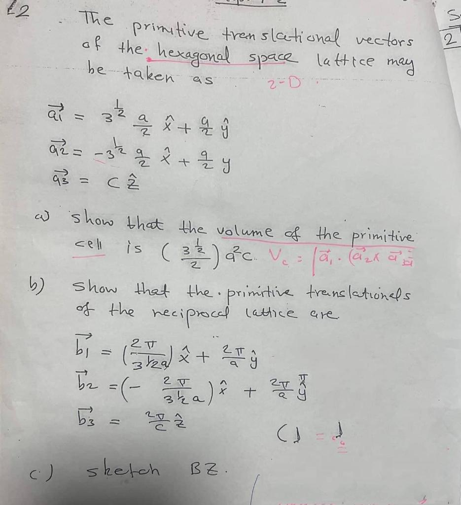 Solved £2 The primitive translational vectors of the | Chegg.com