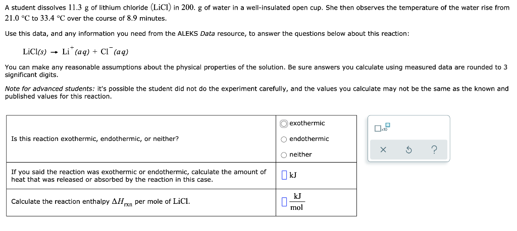 Solved A student dissolves 11.3 g of lithium chloride (LiCl) | Chegg.com