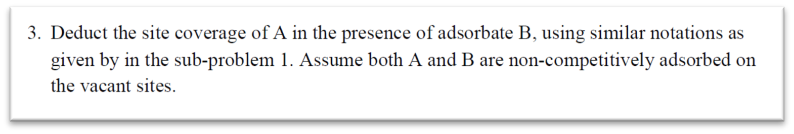 Solved 3. Deduct the site coverage of A in the presence of | Chegg.com