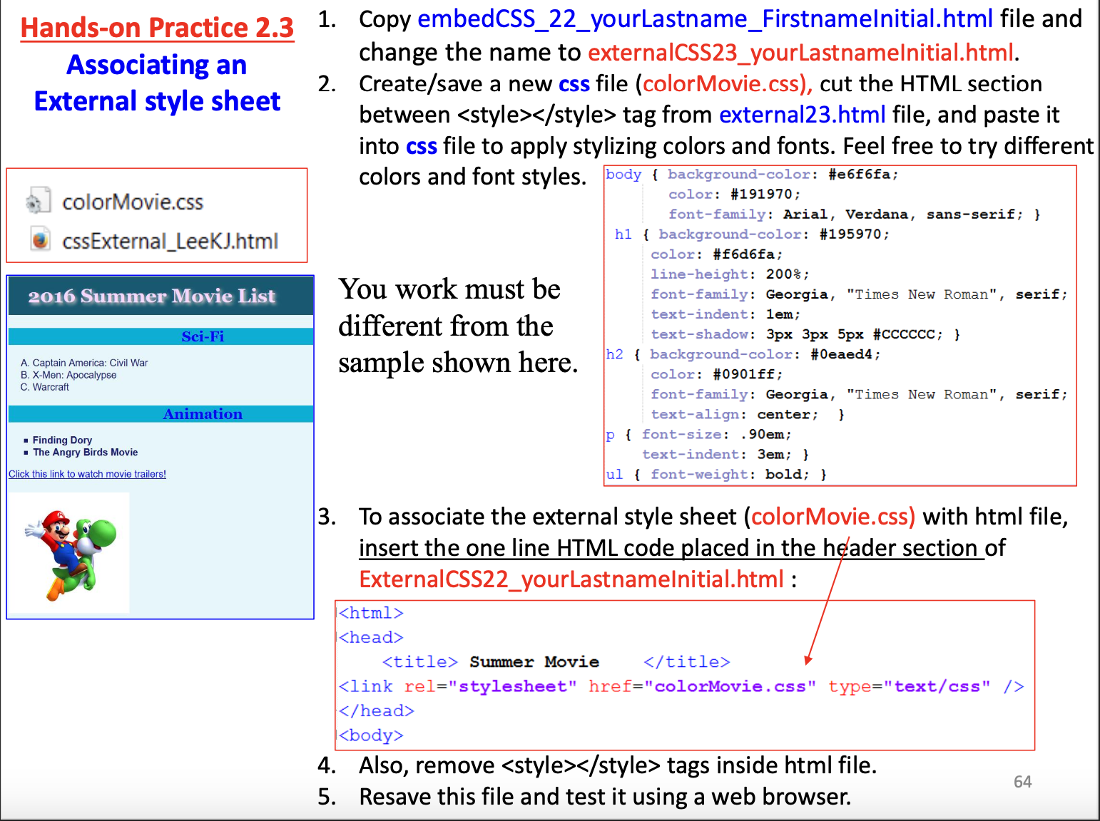 Solved Hands-on Practice 2.3 Associating an External style | Chegg.com