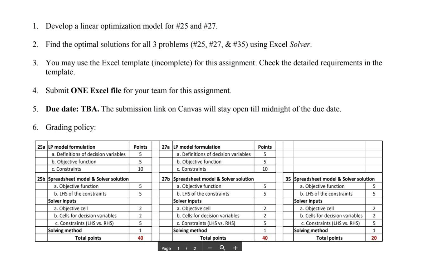 Solved 1. Develop a linear optimization model for #25 and # | Chegg.com