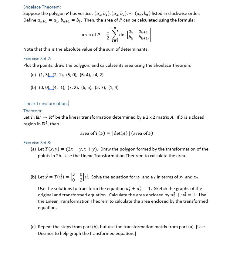 Solved Shoelace Theorem: Suppose the polygon P has vertices | Chegg.com