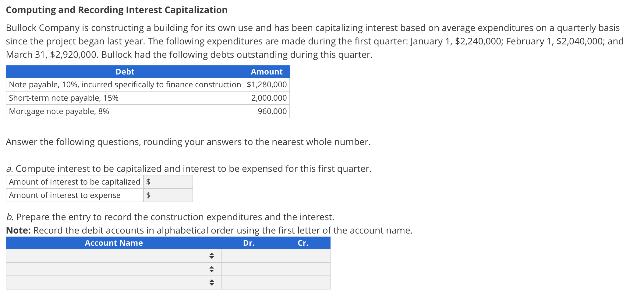 Solved Computing and Recording Interest Capitalization | Chegg.com