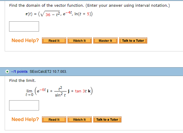 Solved Find the domain of the vector function. (Enter your | Chegg.com