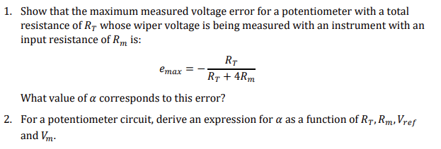 Solved 1. Show that the maximum measured voltage error for a | Chegg.com