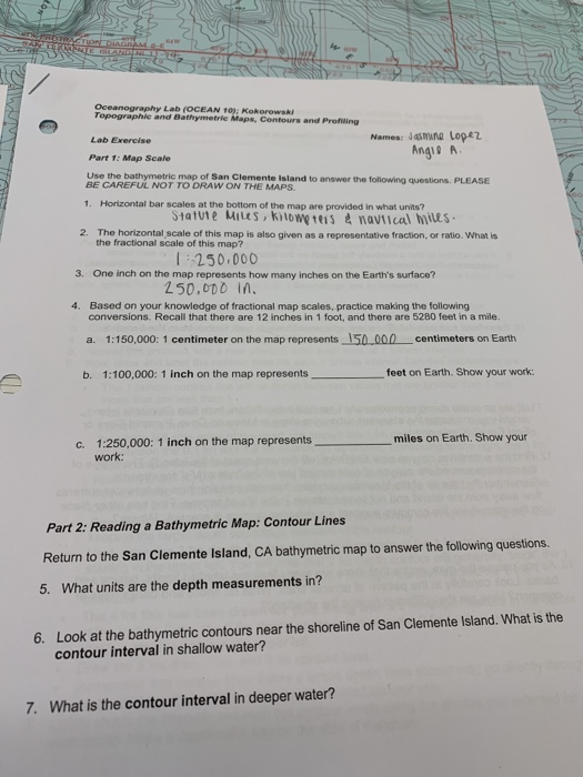 Oceanography Lab (OCEAN 10); Kokorowski Topographle | Chegg.com