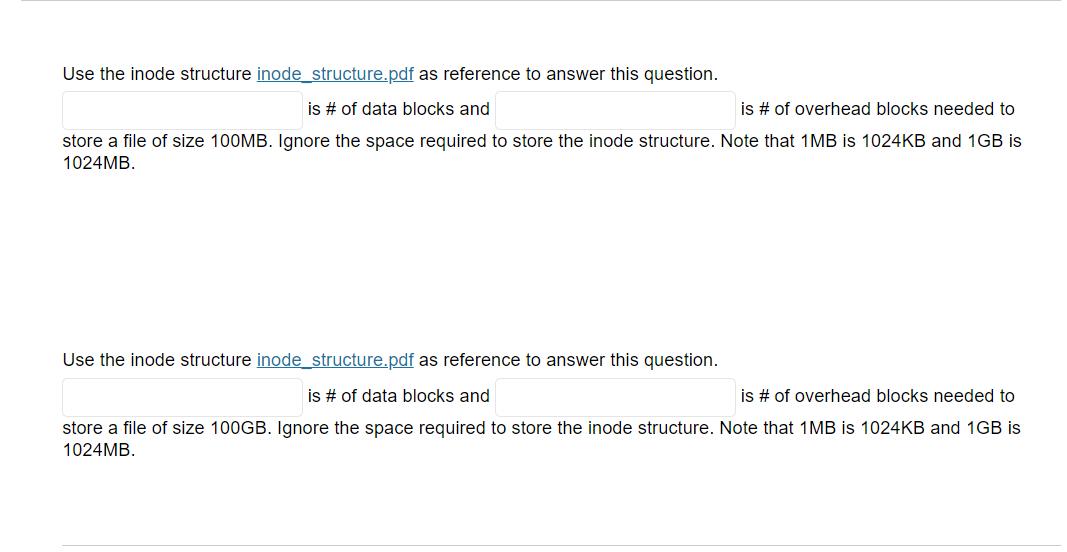 Solved Use the inode structure inode_structure.pdf as | Chegg.com