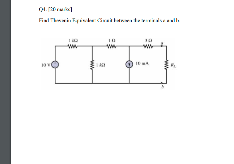 Solved Q4. [20 marks] Find Thevenin Equivalent Circuit | Chegg.com