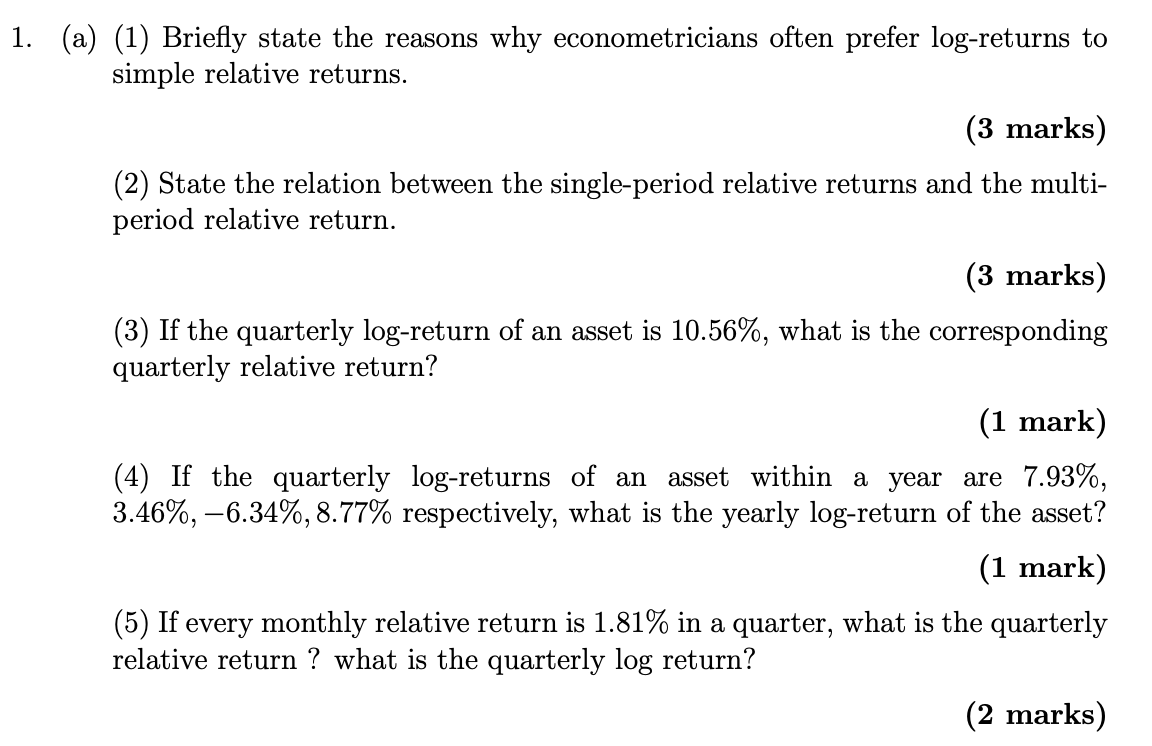1. (a) (1) Briefly state the reasons why | Chegg.com