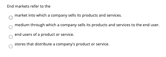 Solved End markets refer to the market into which a company | Chegg.com