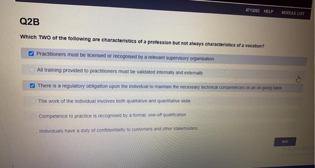 Solved 4713262 HELP MODULE LIST Q2B Which TWO of the | Chegg.com