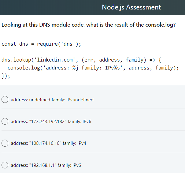 Solved Node.js Assessment Looking at this DNS module code, | Chegg.com