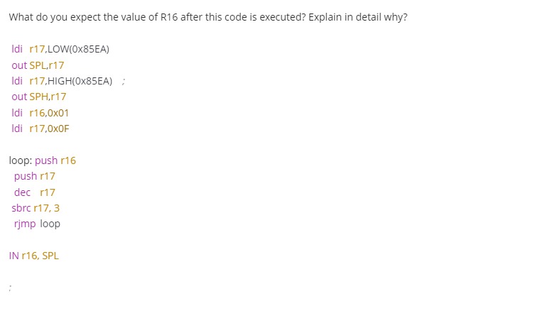 Solved What do you expect the value of R16 after this code | Chegg.com