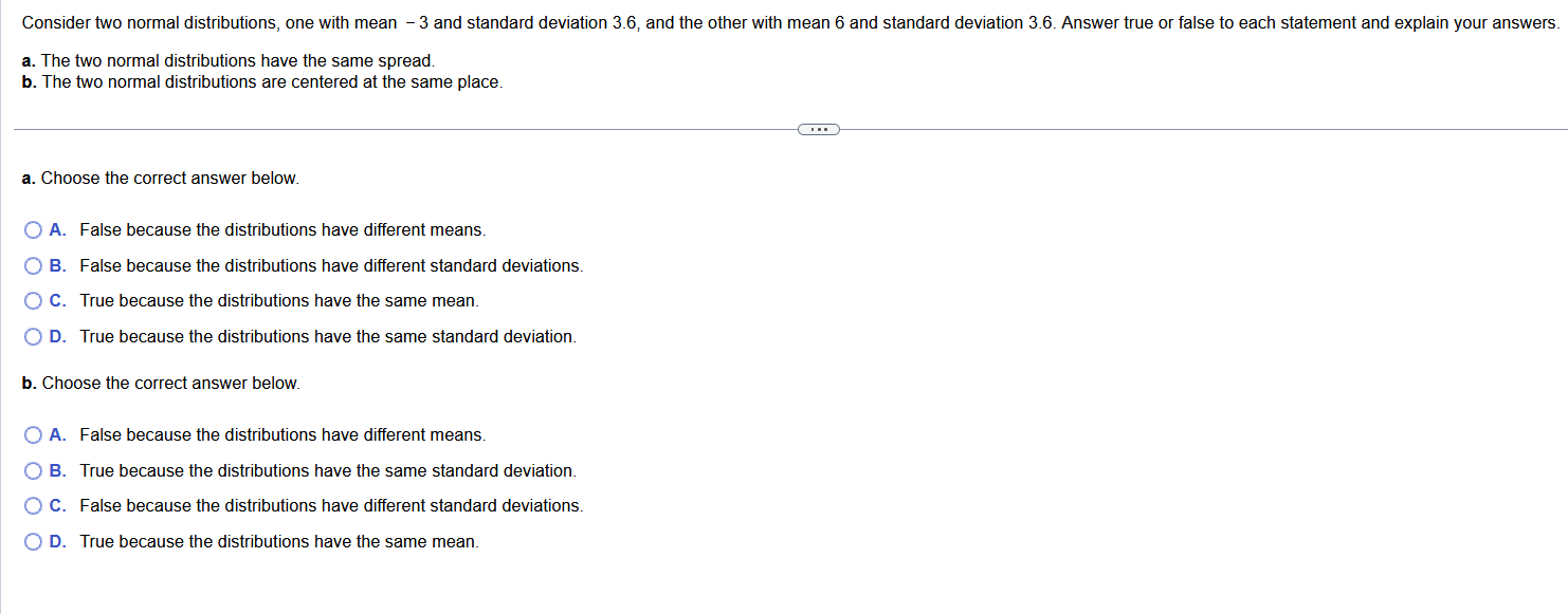 Solved A The Two Normal Distributions Have The Same Spread 0376