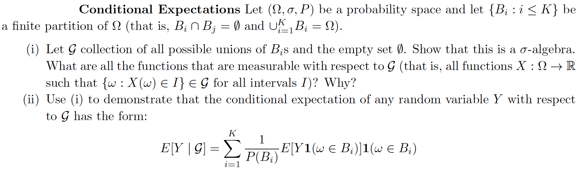 Solved Conditional Expectations Let (Ω,σ,P) be a probability | Chegg.com