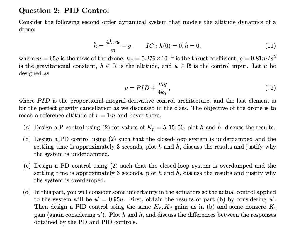 Consider the following second order dynamical system | Chegg.com